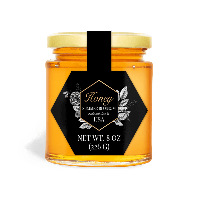 Hexagonal Honey Labels with Tamper Seal for 8oz Round Jar – Noble ...