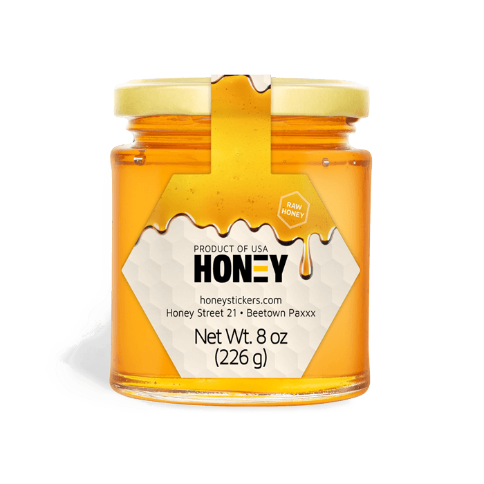 Hexagonal Honey Labels with Tamper Seal for 8oz Round Jar – Sticky ...