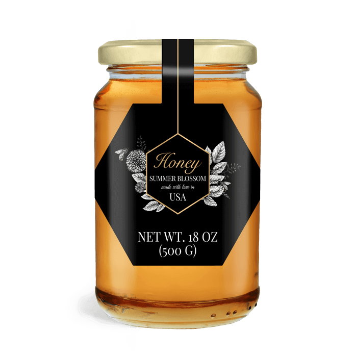 Hexagonal Honey Labels with Tamper Seal for 18oz Round Jar – Noble ...