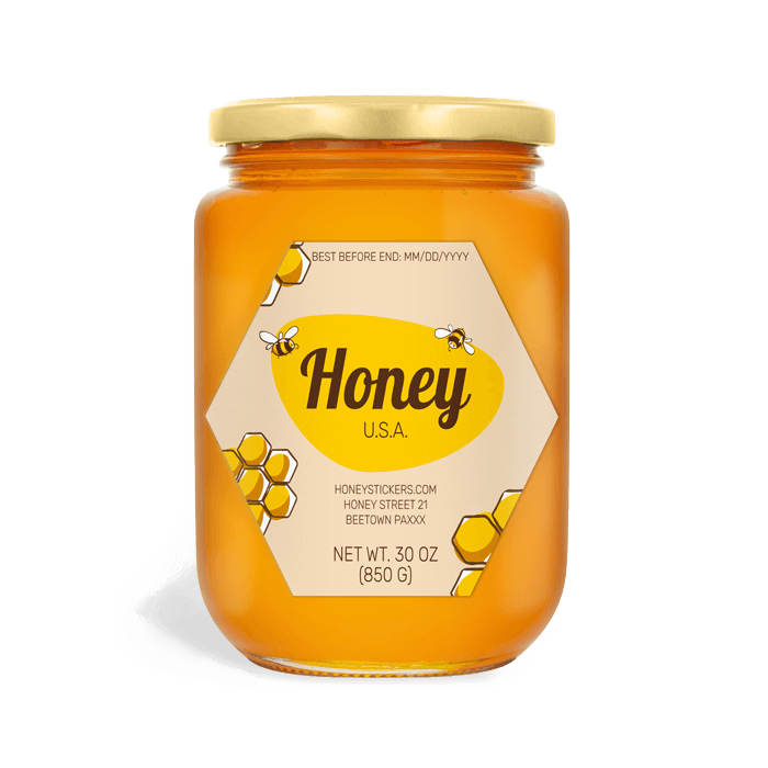 Hexagonal Honey Label for 30oz Round Jar – Buzzy Buzz – us.honeystickers