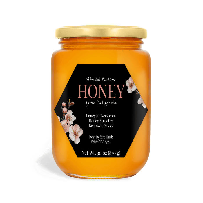 Hexagonal Honey Label for 30oz Round Jar – Elegant Elena – us.honeystickers