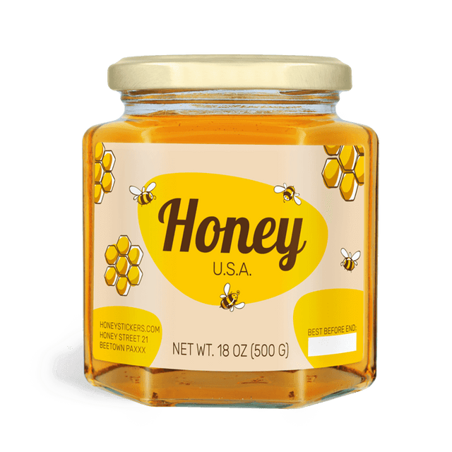 Rectangular Honey Labels for 18oz Hexagonal Jar – Buzzy Buzz – us ...