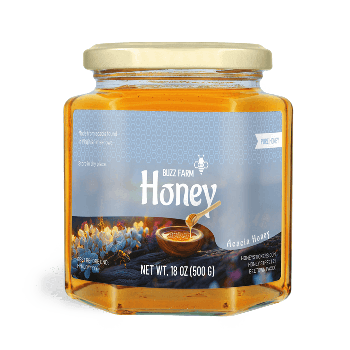Rectangular Honey Labels for 18oz Hexagonal Jar - Fresh Frankie – us ...