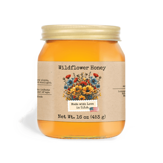 Rectangular Honey Labels for 16oz Round Jar – Floral Fiona – us ...