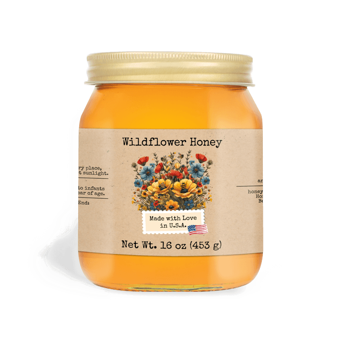 Rectangular Honey Labels for 16oz Round Jar – Floral Fiona – us ...