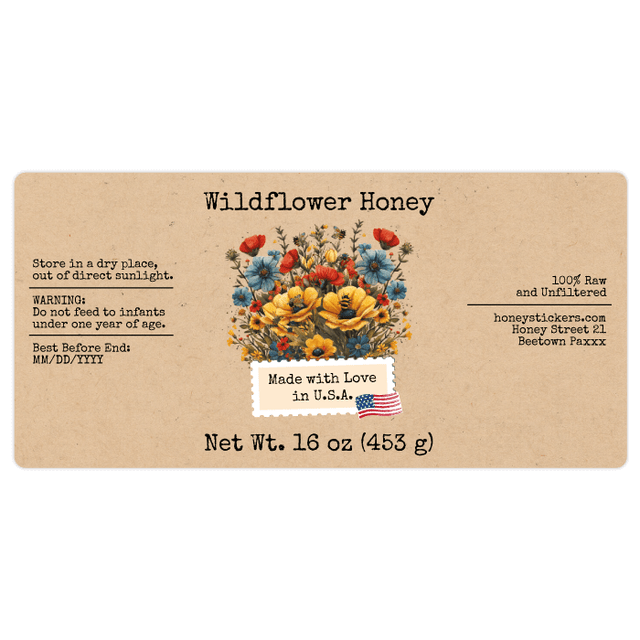Rectangular Honey Labels for 16oz Round Jar – Floral Fiona – us ...