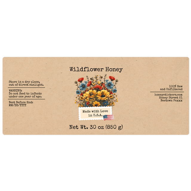 Special Rectangular Honey Labels for 30oz Round Jar – Floral Fiona – us ...