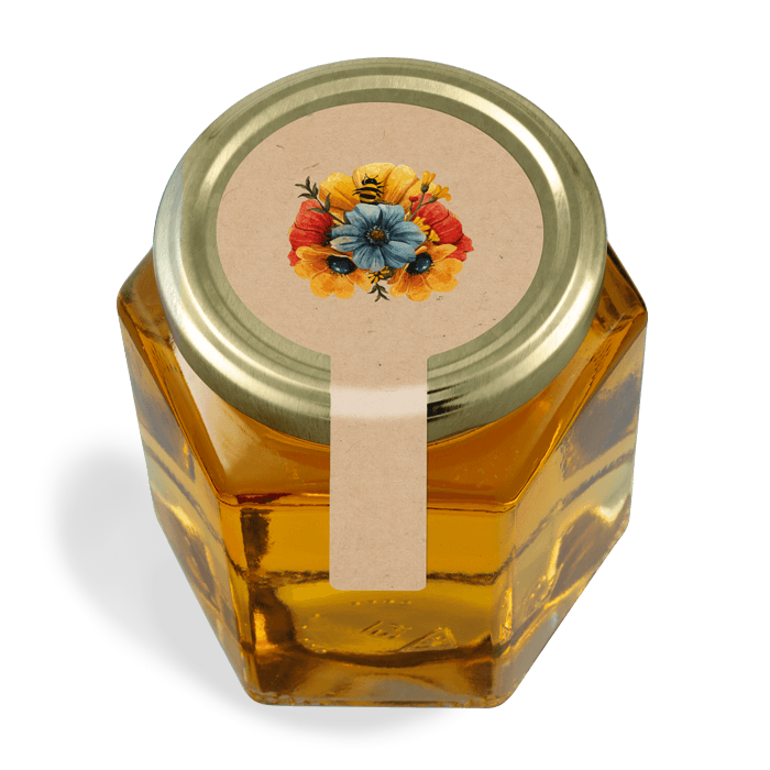 Tamper Seal Honey Labels for 18oz Hexagonal Jar – Floral Fiona – us ...