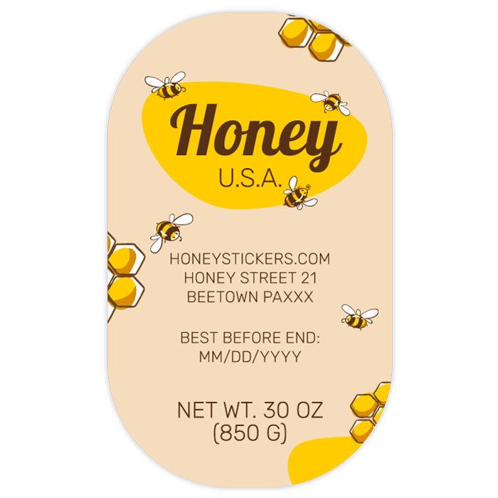 Tall Oval Honey Labels for 30oz Round Jar – Buzzy Buzz – us.honeystickers