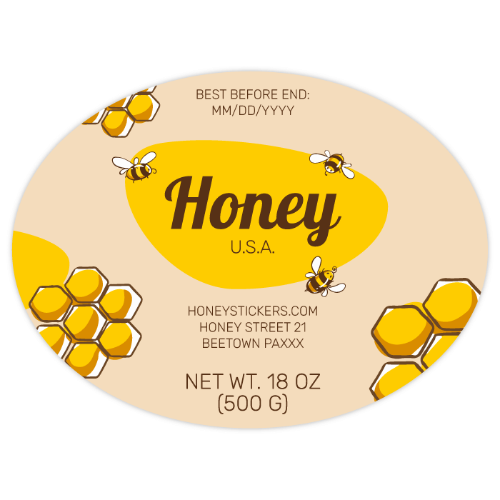 Wide Oval Honey Labels for 18oz Round Jar – Buzzy Buzz – us.honeystickers